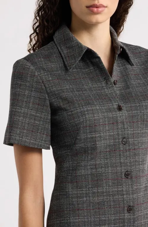 Theory Glen Plaid A-line Shirtdress