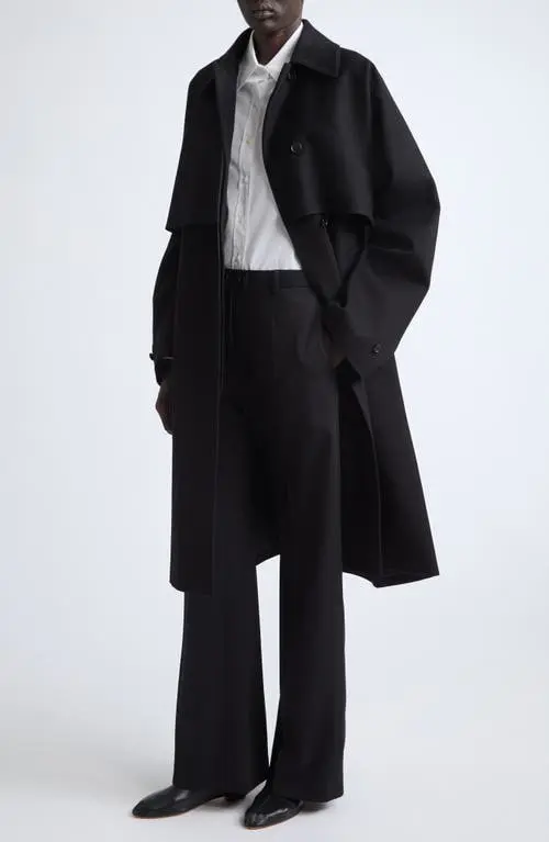 JIL SANDER Oversize Wool Cape Trench Coat