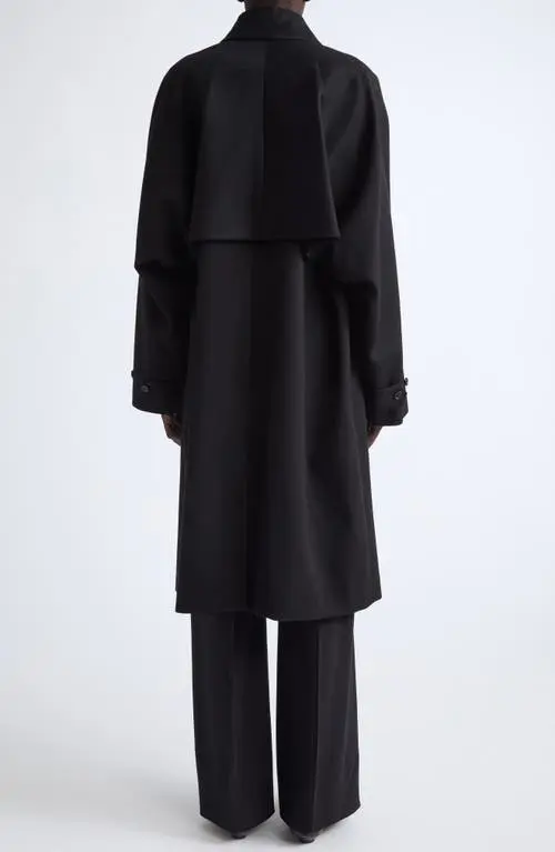 JIL SANDER Oversize Wool Cape Trench Coat