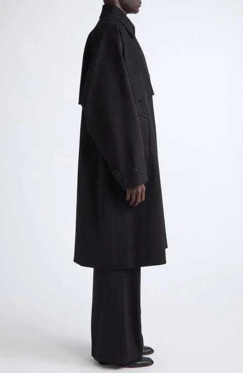 JIL SANDER Oversize Wool Cape Trench Coat