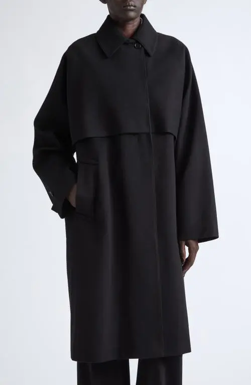 JIL SANDER Oversize Wool Cape Trench Coat