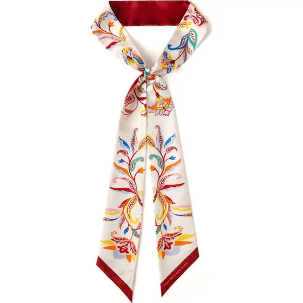 JESSIE ZHAO NEW YORK Silk Skinny Scarf Terra Paisley - Red