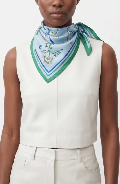 JESSIE ZHAO NEW YORK Aqua Paisley Triangle Silk Scarf