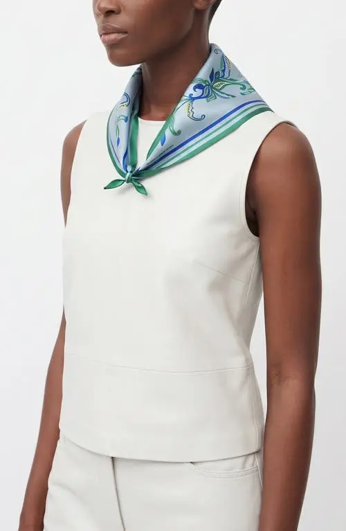 JESSIE ZHAO NEW YORK Aqua Paisley Triangle Silk Scarf