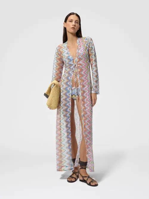 Missoni Long Zig Zag Fabric Cover-up Cardigan