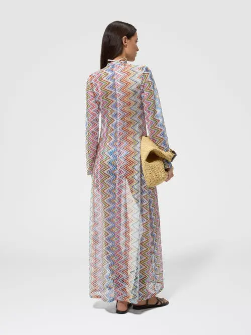 Missoni Long Zig Zag Fabric Cover-up Cardigan