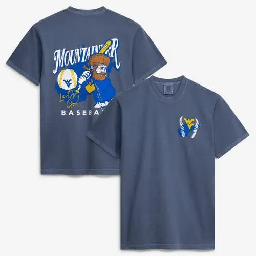 IMAGE ONE West Virginia Mountaineers Drawn Mascot Baseball T-shirt - Navy