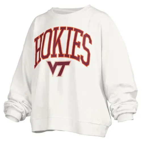 PRESSBOX Virginia Tech Hokies Oversized Janise Arch Over Logo Fleece Sweatshirt