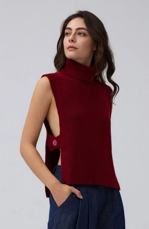 JUANA Wool Cashmere Sweater Vest - Pomegranate