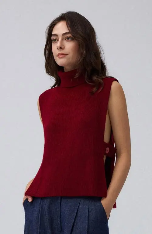 JUANA Wool Cashmere Sweater Vest - Pomegranate