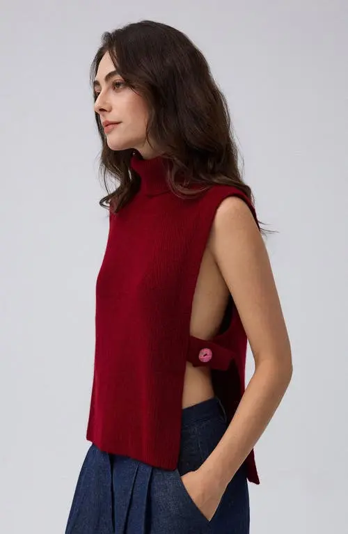 JUANA Wool Cashmere Sweater Vest - Pomegranate