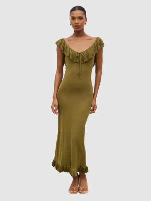 PRETTY LAVISH Sascha Frill Detail Knit Midi Dress