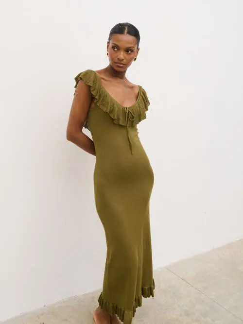 PRETTY LAVISH Sascha Frill Detail Knit Midi Dress