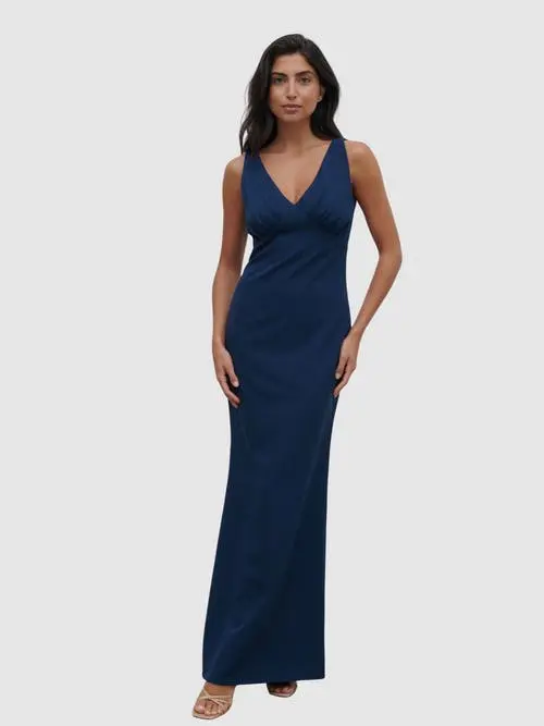PRETTY LAVISH Esmee V-neck Crepe Maxi Bridesmaid Dress
