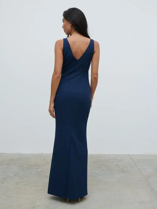PRETTY LAVISH Esmee V-neck Crepe Maxi Bridesmaid Dress