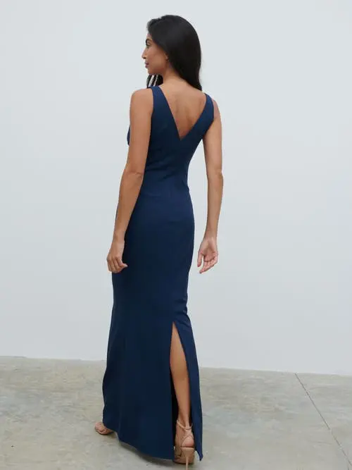 PRETTY LAVISH Esmee V-neck Crepe Maxi Bridesmaid Dress