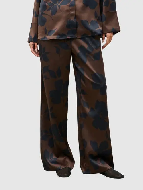 PRETTY LAVISH Bobbi Drawstring Wide Leg Trouser - Brown