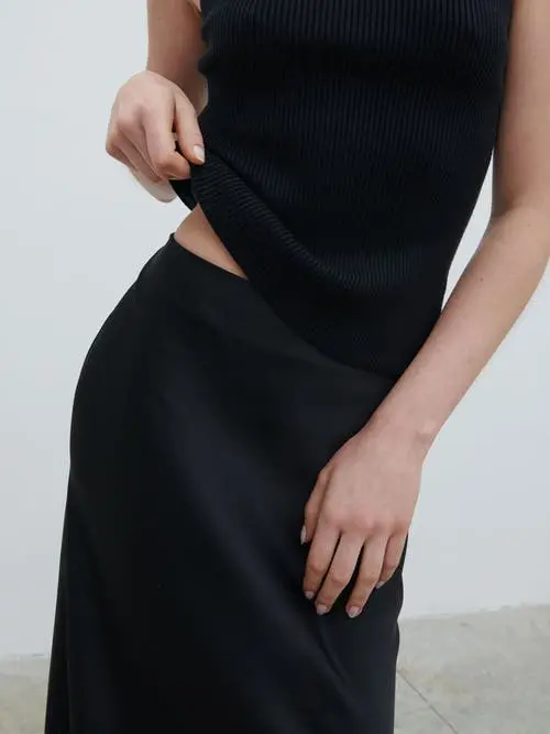 PRETTY LAVISH Breya Satin Maxi Skirt