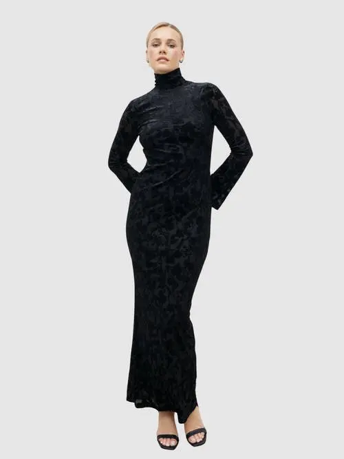 PRETTY LAVISH Caitlin Flocked Backless Maxi Dress