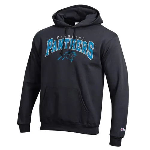 Champion Carolina Panthers Powerblend Arch Over Logo Hoodie - Black