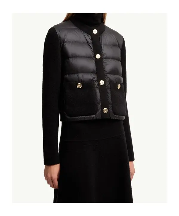 Moncler Bouclé Wool Blend Padded Cardigan