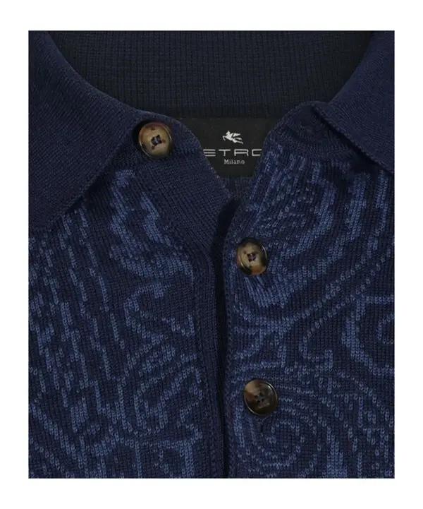 Etro Paisley Knit Polo Top