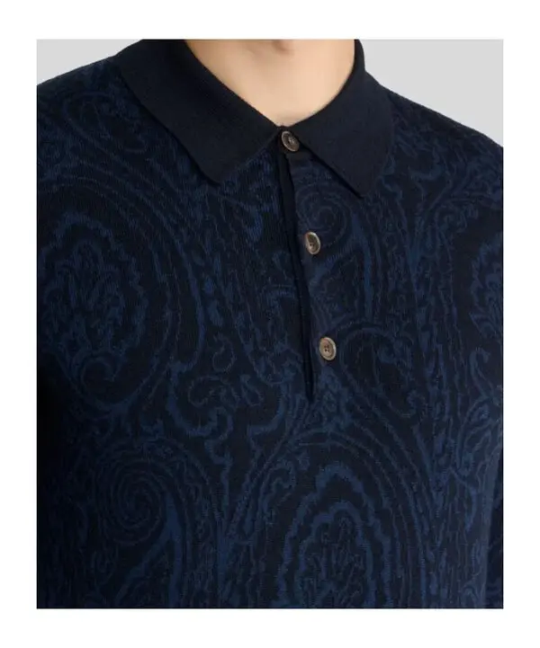 Etro Paisley Knit Polo Top