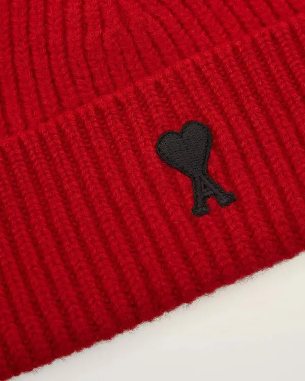 AMI Paris Ribbed Knit Hat