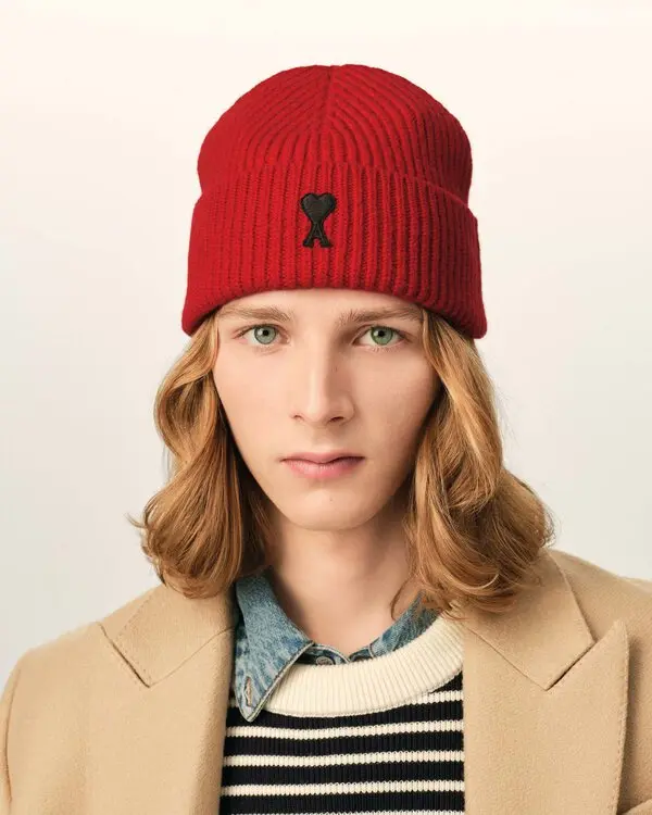 AMI Paris Ribbed Knit Hat