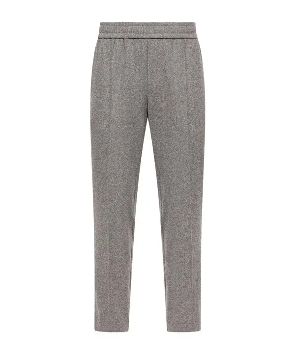Moncler Leather Logo Flannel Pants