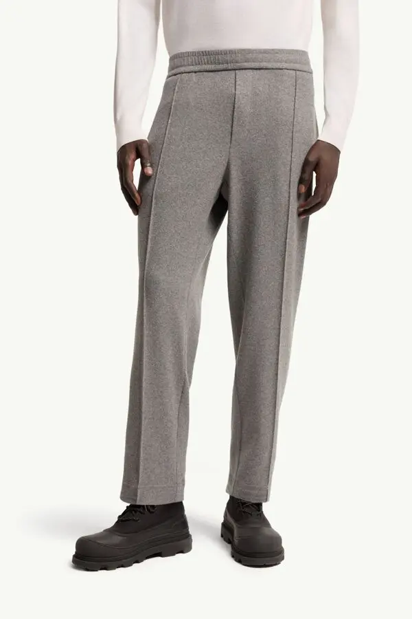 Moncler Leather Logo Flannel Pants