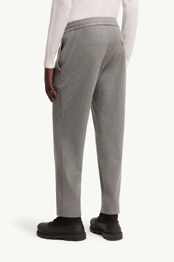 Moncler Leather Logo Flannel Pants