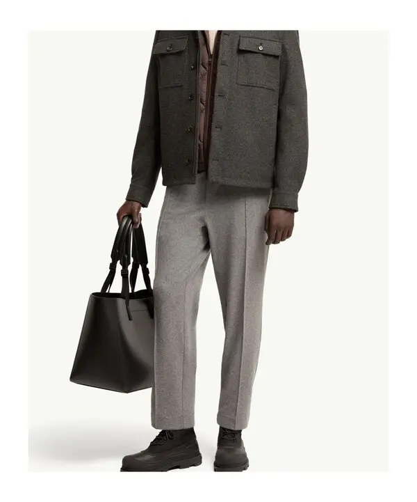 Moncler Leather Logo Flannel Pants