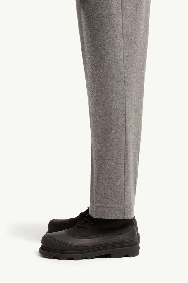 Moncler Leather Logo Flannel Pants