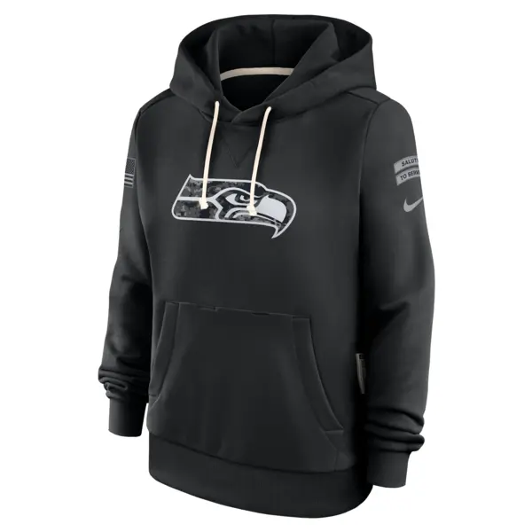 Nike Seattle Seahawks Salute To Service Sideline Dri-fit Nfl Pullover Hoodie - Black