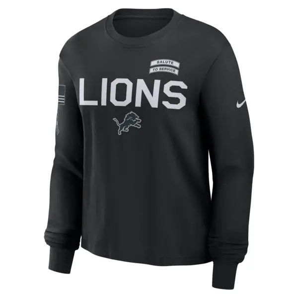 Nike Detroit Lions Salute To Service Sideline Dri-fit Nfl Long-sleeve T-shirt - Black