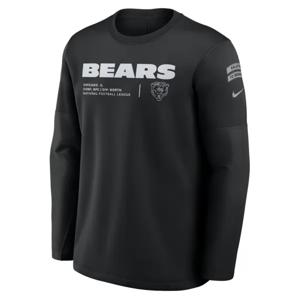 Nike Chicago Bears Salute To Service Sideline Coaches Nfl Pullover Crew - Black