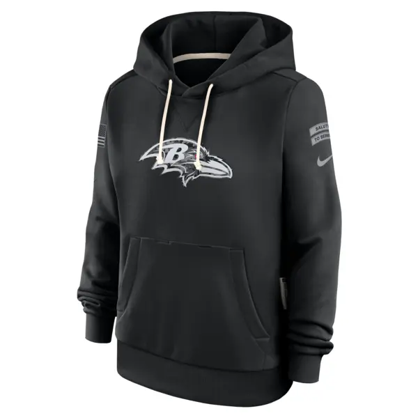 Nike Baltimore Ravens Salute To Service Sideline Dri-fit Nfl Pullover Hoodie - Black