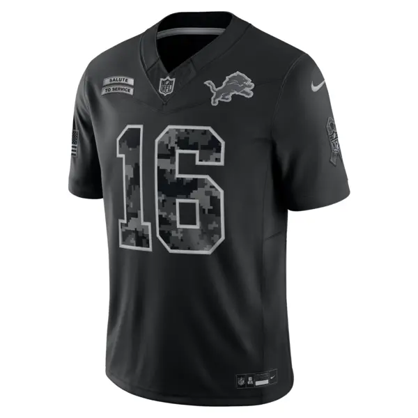 Nike Jared Goff Detroit Lions Salute To Service Dri-fit Nfl Limited Jersey - Black