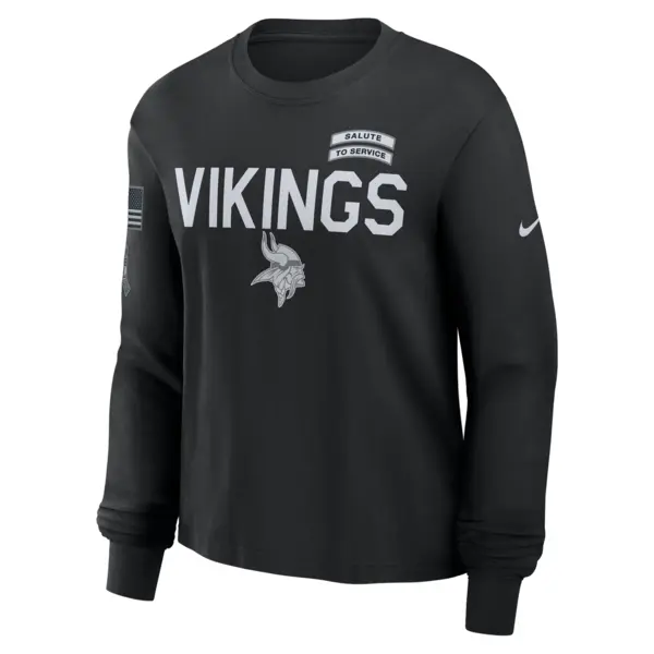 Nike Minnesota Vikings Salute To Service Sideline Dri-fit Nfl Long-sleeve T-shirt - Black