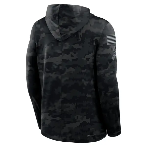 Nike Carolina Panthers Salute To Service Sideline Dri-fit Nfl Long-sleeve Hooded Top - Black