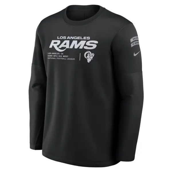 Nike Los Angeles Rams Salute To Service Sideline Coaches Nfl Pullover Crew - Black