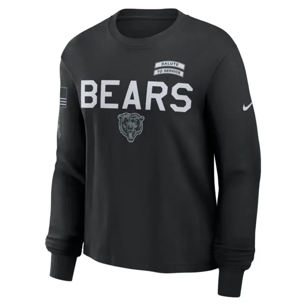Nike Chicago Bears Salute To Service Sideline Dri-fit Nfl Long-sleeve T-shirt - Black