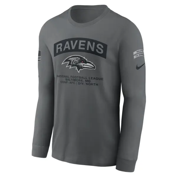 Nike Baltimore Ravens Salute To Service Nfl Long-sleeve T-shirt - Grey