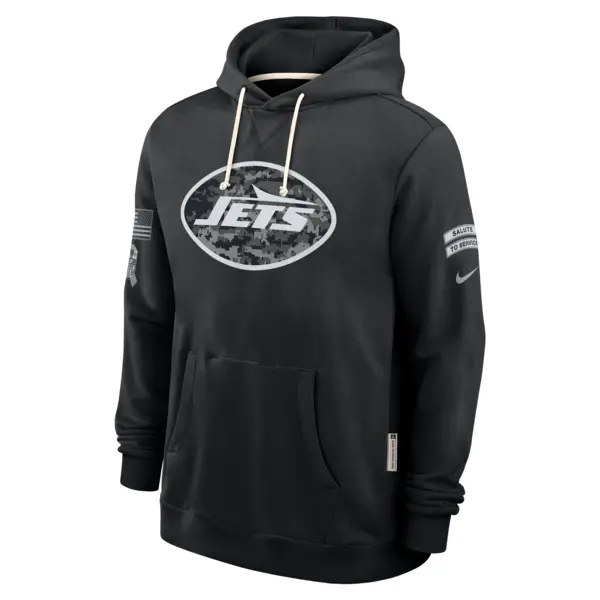 Nike New York Jets Salute To Service Sideline Dri-fit Nfl Pullover Hoodie - Black