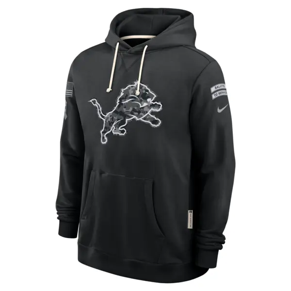 Nike Detroit Lions Salute To Service Sideline Dri-fit Nfl Pullover Hoodie - Black