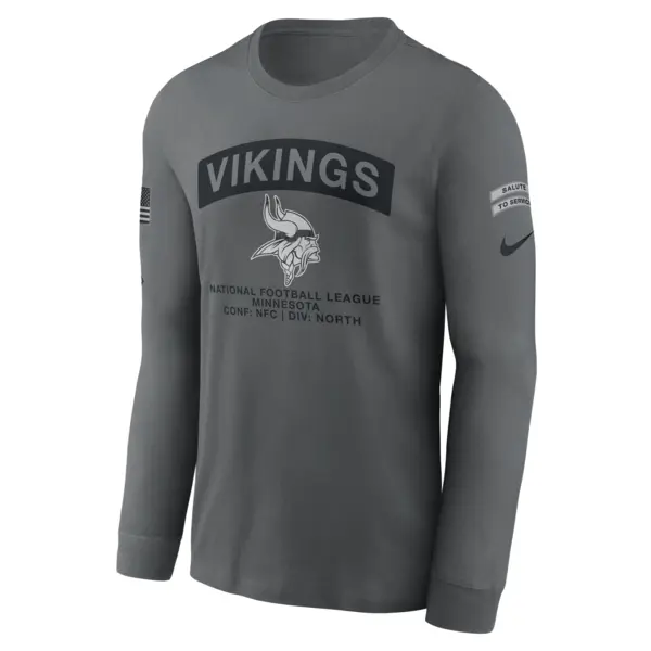 Nike Minnesota Vikings Salute To Service Nfl Long-sleeve T-shirt - Grey