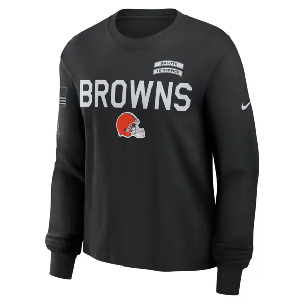 Nike Cleveland Browns Salute To Service Sideline Dri-fit Nfl Long-sleeve T-shirt - Black
