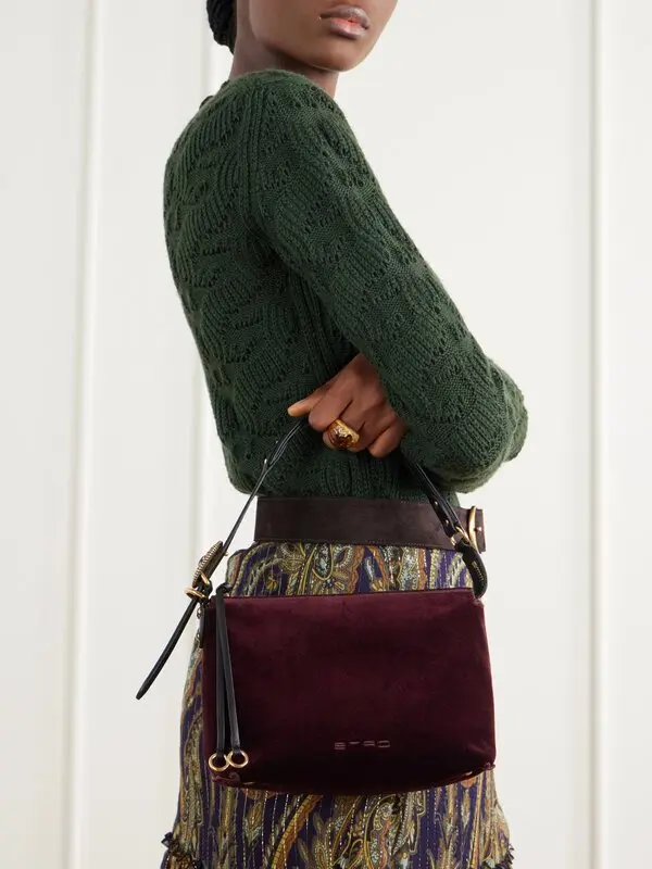 Etro Velvet And Leather Patchwork Shoulder Bag