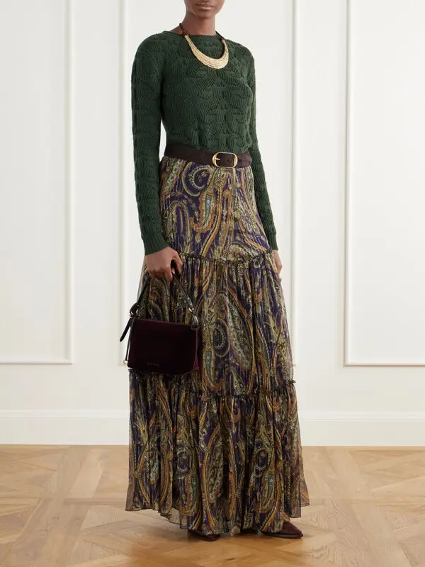Etro Velvet And Leather Patchwork Shoulder Bag